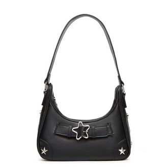 Generic Kexpery Star Rivet Buckle Sac Hobo Croissant Couleur Unie Petit Sac de Voyage Sacoche Porte-Monnaie pour Femmes