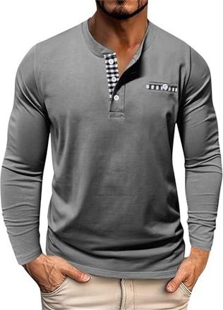 Generic Polo d&eacute;contract&eacute; vintage &agrave; imprim&eacute; bloc de couleurs pour homme, coupe classique, l&eacute;ger et respirant, tunique de travail, gris, 3XL