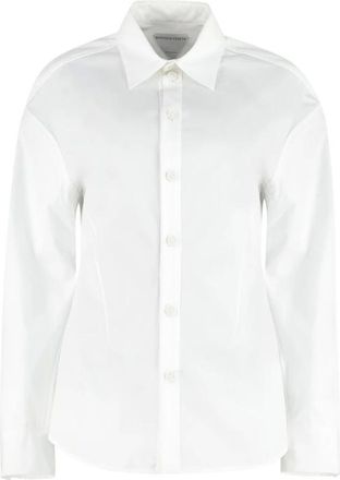 Bottega Veneta Femme, Blouses et Chemises, Blanc, Taille: 34 FR V-Seam Silk Shirt
