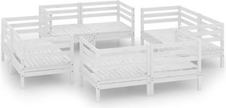 vidaXL Vidaxl Set Divani Da Giardino 8 Pz Bianco In Legno Massello Di Pino