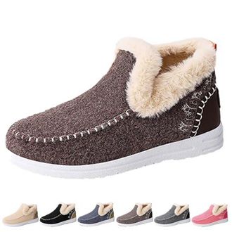 Generic Bottes orthop&eacute;diques en polaire &agrave; enfiler pour homme et femme, chaussures plates avec doublure en peluche, soutien de la vo&ucirc;te plantaire, chaussures c