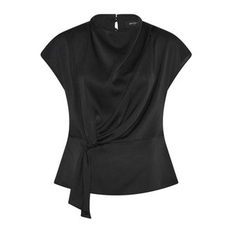 Bruuns Bazaar Schwarze Drapierte Bluse - - Blouses & Shirts - Damen - Schwarzk - L