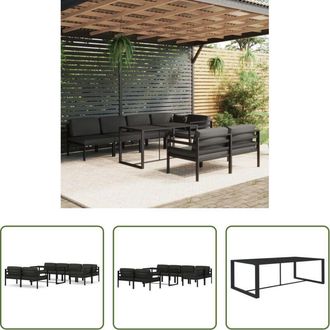 vidaXL Aluminium - 8-tlg. Garten-Lounge-Set mit Kissen Aluminium Anthrazit
