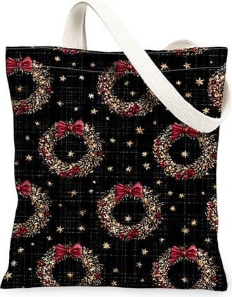 Generic Sacs fourre-tout en toile motif floral de vacances, sacs de courses r&eacute;utilisables, festifs, l&eacute;gers et lavables avec bandouli&egrave;re pour voyage, plage, 33