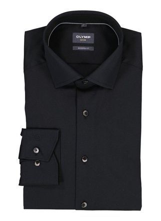 Olymp Herren Hemd schwarz Baumwolle