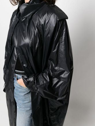 Saint Laurent Shoulder-Pad Oversized Trench Coat - Black