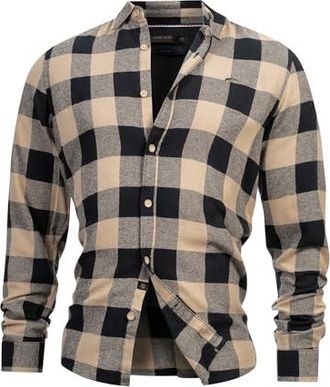 Indicode Hommes INGilman Shirt | Chemise à Carreaux avec col Kent en mélange de Coton Irish Cream M