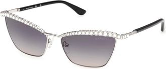 Guess Femme, Accessoires, Gris, Taille: 57 MM Lunettes de soleil oeil de chat