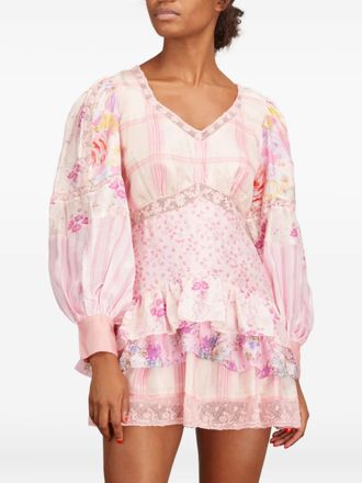 LoveShackFancy robe courte Sienne &agrave; volants - Rose