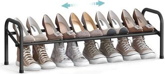 Songmics Étagère à Chaussures à 1 Niveau, Rangement Ajustable pour Chaussures, pour Entrée, Placard, Assemblage Facile, en Métal, Noir dEncre LMR019B01