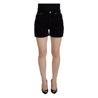 Dolce & Gabbana Femme, Shorts, Noir, Taille: 36 FR Shorts Hot Pants en Denim Noir en Coton Stretch