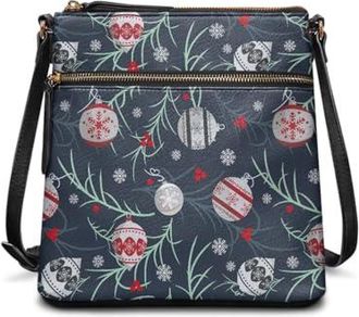 Coloranimal Petit sac &agrave; bandouli&egrave;re pour femme avec fermeture &eacute;clair sur le th&egrave;me de No&euml;l, D&eacute;coration de No&euml;l Bleu