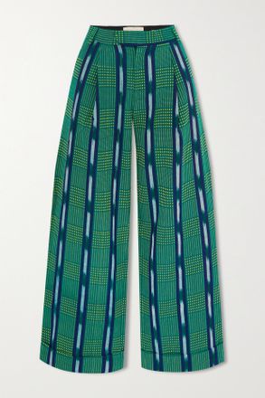 Lukhanyo Mdingi Pantalon Large En Jacquard De Coton - Vert