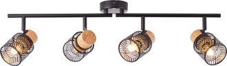 Brilliant Lampe Santy Spotrohr 4flg schwarz/natur braun 4x D45, E14, 42 W