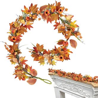 Generic Herbstgirlande,180 cm Künstliche Ernte - Herbstblätter Dekoration Erntedankfest Girlande,Für Party Kamin Vordertür Terrasse Garten Hof Schlafzimmer Wo