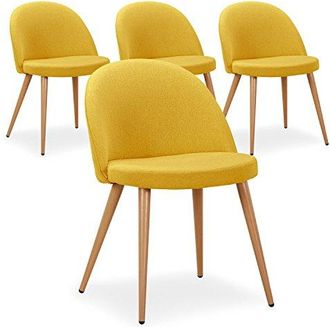 Menzzo Maury Set mit 4 St&uuml;hlen, Stoffbezug Gelb