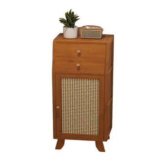 Generic Sideboard, hoher Aufbewahrungsschrank im Rattan-Stil mit Zwei Schubladen und geschlossenen F&auml;chern, geeignet zur Aufbewahrung von Geschirr und diverse