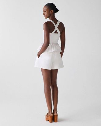 Kate Spade New York Kate Spade Plissierte Shorts Mit G&uuml;rtel f&uuml;r Frauen in Frisches Wei&szlig;, Gr&ouml;&szlig;e: 32 | Baumwolle