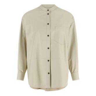 Yves Salomon Hemdkragen aus Leder mit Taschen - - Blouses & Shirts - Damen - Beige - XS