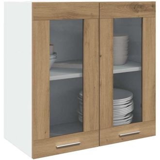 vidaXL Armoire murale de cuisine avec porte en verre ch&ecirc;ne artisanal Vidaxl