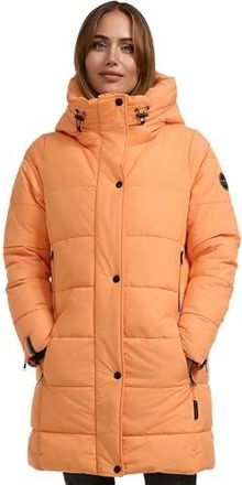 Marikoo B987 Veste dhiver matelassée pour femme - Longue et chaude - Avec capuche, Sorbet abrico, XS