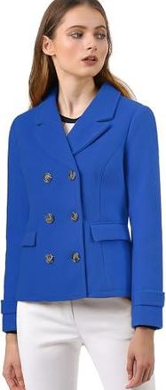 Allegra K Caban à boutonnage croisé pour femmes Bleu royal L