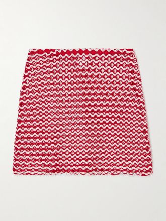 Sara Cristina Mini-jupe En Crochet Bicolore Sun - Rouge