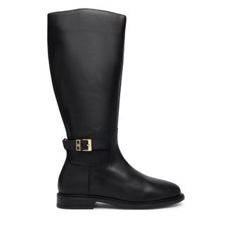 Tommy Hilfiger Stiefel Tommy Hilfiger Th Buckle Leather Knee Boot FW0FW09572 Schwarz