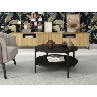 Furnix Furnix - Couchtisch sallen b Kaffeetisch mit Metallgestell und Ablage Schwarz Matt