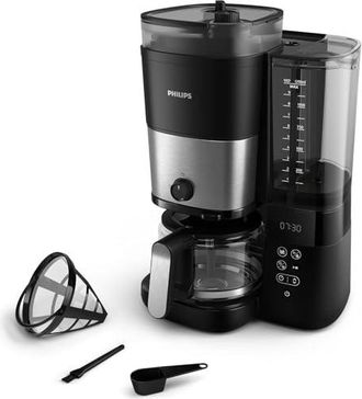 Philips All-in-1 Filterkaffeemaschine - integriertes Kegelmahlwerk f&uuml;r frisch gemahlenen Kaffee - Duo-Bohnenbeh&auml;lter, 1,25-L-Glaskanne, individuelle Einstellu