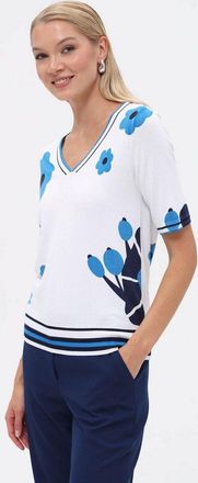 Passioni T-Shirt Blumen-Print und Streifendetails