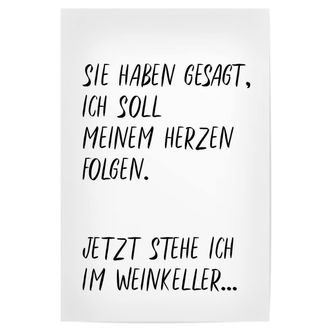 artboxONE Poster 30x20 cm Typografie Weinkeller hochwertiger Design Kunstdruck - Bild Wein genuss vino