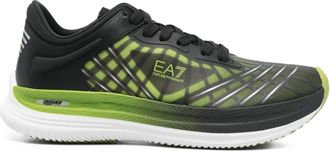 Emporio Armani Gemusterte EA7 Sneakers - Schwarz