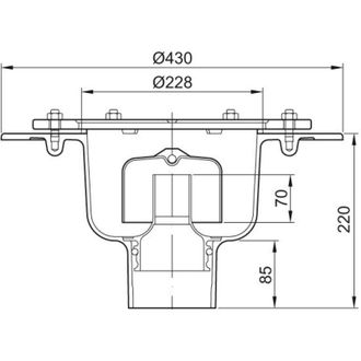 Aco Bodenablauf Wal-Selecta DN100 90 Grad/2,0l/s/Pressfl./ohne WS/epoxiert, 5187.70.00