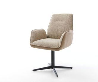 DELIFE Drehstuhl Zoa-Flex Materialmix Schlamm Fu&szlig;kreuz Schwarz 360&deg; drehbar Taschenfederkern, Esszimmerst&uuml;hle