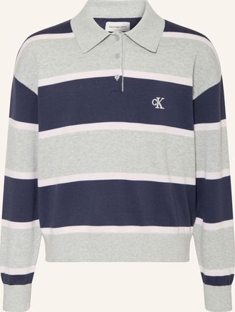 Calvin Klein Strick-Poloshirt grau