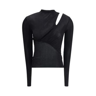 Self Portrait Cut-Out Viscose Knit Top - - Tops - Damen - Schwarzk - XS