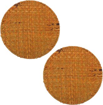 NUOBESTY 2 Stück Handgefertigte Runde Hitzebeständige Platzsets aus Natürlichem Strohgeflecht Wiederverwendbar Leicht und Robust als Tischschutz und Dekorative
