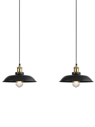 Newrays 2 Pack Lustre Suspendu Noir Style Ferme, Luminaire Industriel pour Plafond pour Restaurant, &Icirc;lot, Couloir, Salle &agrave; Manger