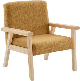 Sweeek Sweeek - Fauteuil enfant en bois et tissu bouclette moutarde. isak l 47 x p 43.5 x h 50cm