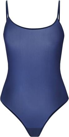 Teyli Body string femme en r&eacute;sille - Lingerie &agrave; fines bretelles &eacute;l&eacute;gante - Sous-v&ecirc;tement f&eacute;minin l&eacute;ger et s&eacute;duisant. Bleu XXL