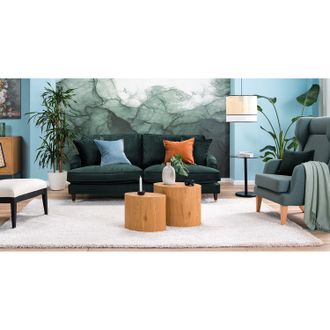 Jack & Alice home24 2-Sitzer Sofa mit Rollen Grün/Dunkelgrün Samt Pauno 190 x 85 x 96cm Glamour