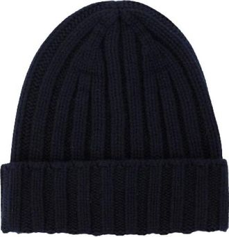 Gran Sasso Homme, Accessoires, Bleu, Taille: ONE Size Ribbed Cashmere Beanie