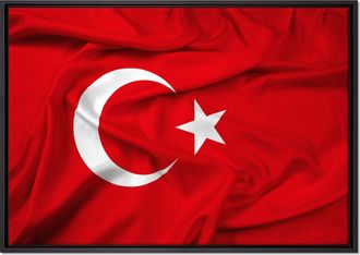 Pixxprint Turkey Flag Türkei Flagge Leinwandbild 100x70 cm im Bilderahmen, Wandbild, Schattenfugenrahmen, Kein Poster