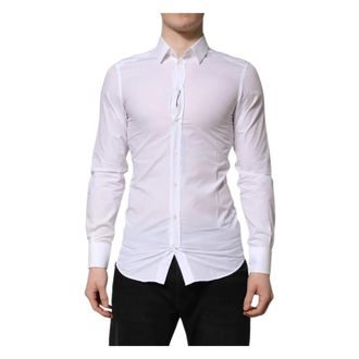 Dolce & Gabbana Wei&szlig;es Gold Langarm Kleid Hemd - - Shirts - Herren - Wei&szlig; - S
