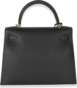 Herm&egrave;s Mens Black Epsom Sellier Kelly 28 Ghw Leather Handbag Bag