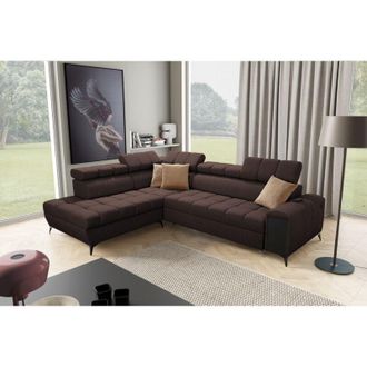 KAISER Modernes, modisches, elegantes Ecksofa mit Schlaffunktion greco vii Avra Braun Links