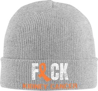 Generic Ruban Orange « Fuck Kidney Cancer » Femme Homme Bonnet De Trawler Souple Bonnets Tricoté Classique Bonnets Hiver pour Course À Pied Sport Casque Moto