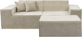 Habitat et Jardin Modulares Einzelsofa mit Ottomane Lusso aus Strukturiertem Stoff - 3-Sitzer - Beige