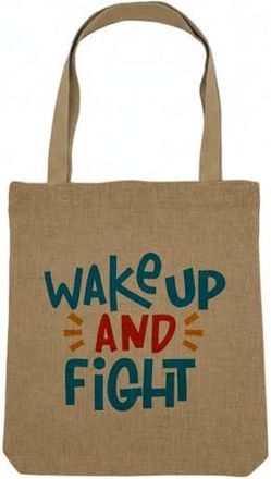Fabulous Sac Shopping Tote Bag Aspect Lin - Wake Up and Fight Typographie Message Citation Motivation Inspiration Empowerment - Sac de Courses Toile Epaisse 36